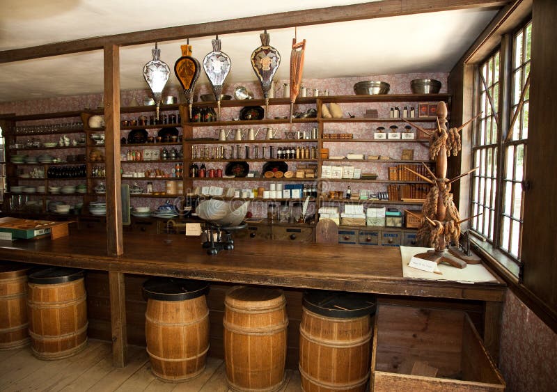 Vintage Dry Goods Store stock image. Image of sturbridge - 10201657