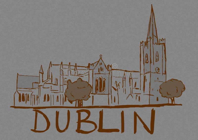 Vintage Dublin city sketch stock illustration. Illustration of ...
