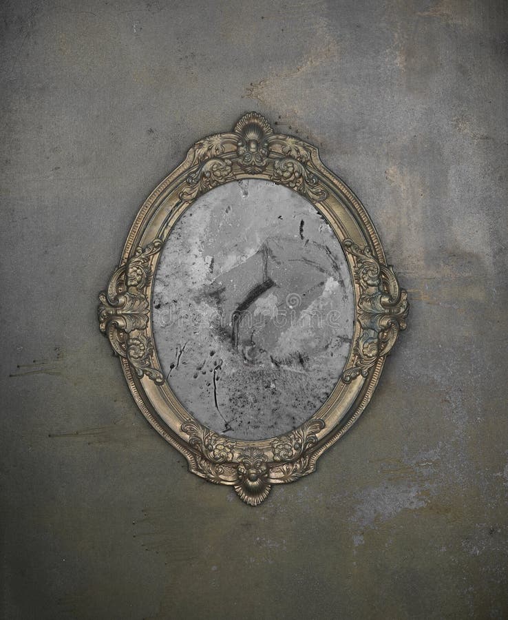 Vintage Dusty Mirror on Concrete Wall Stock Photo - Image of concrete ...