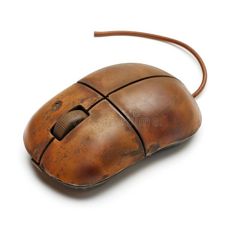 Vintage Early Computer Mouse Isolated on White Background for Retro ...