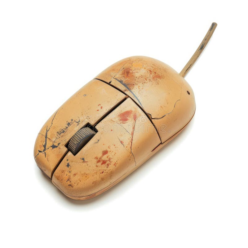 Vintage Early Computer Mouse Isolated on White Background for Retro ...