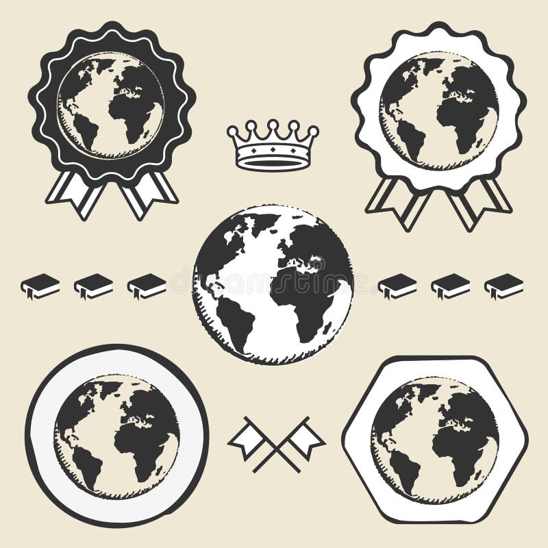 Vintage Earth Icon Symbol Emblem Label Collection Stock Vector ...