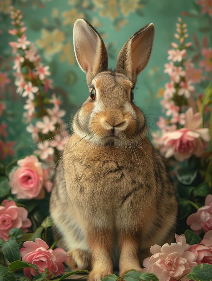 Vintage Easter Card 1900-1920. Cute Bunny Stock Illustration ...