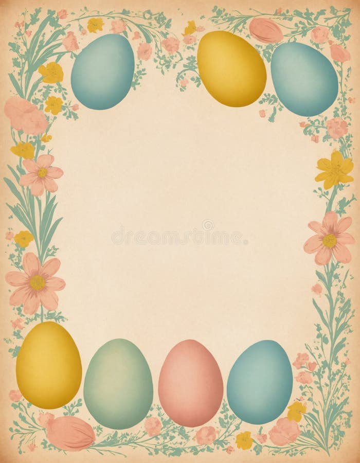Vintage Easter Layout with Colorful Eggs Stock Illustration ...