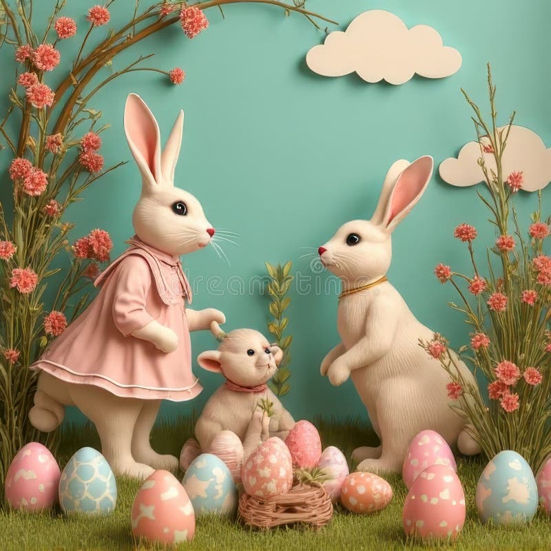 Vintage Easter Time-Travel Scene Stock Illustration - Illustration of exploration, vintage ...