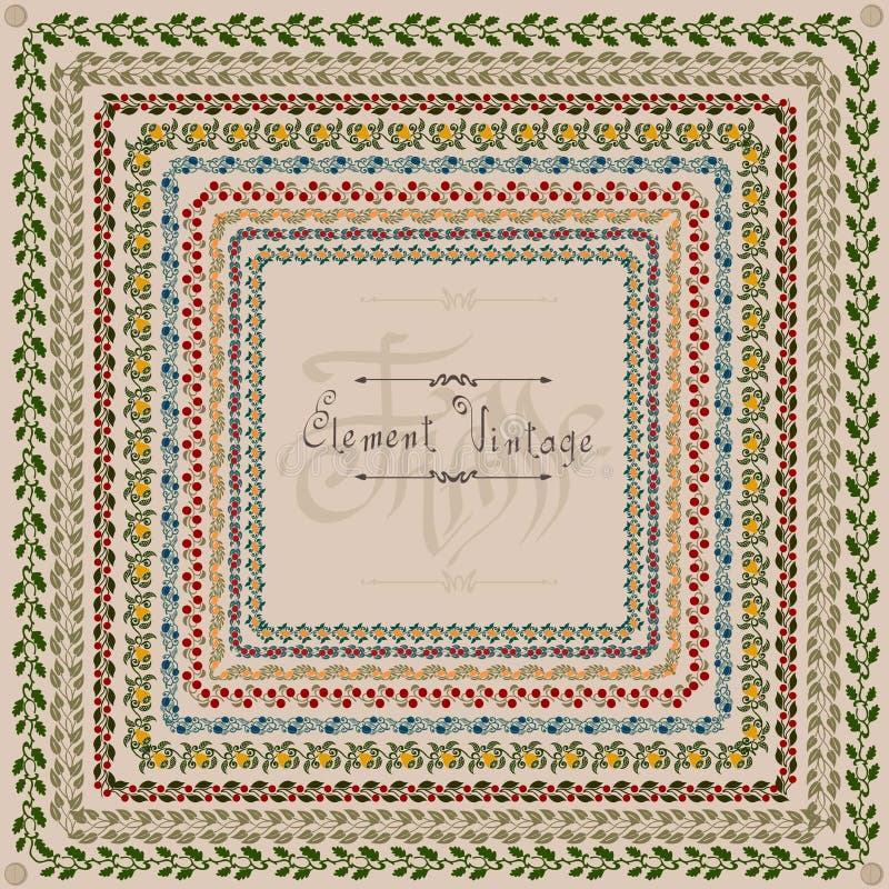 Vintage Edge Texture from Fruit and Plant Stock Vector - Illustration ...