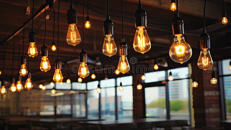 Vintage Edison Bulb String Lights Stock Illustration - Illustration of ...