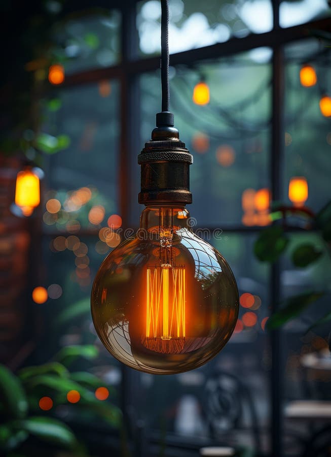 Vintage Edison Light Bulb Glowing in the Dark Stock Image - Image of ...