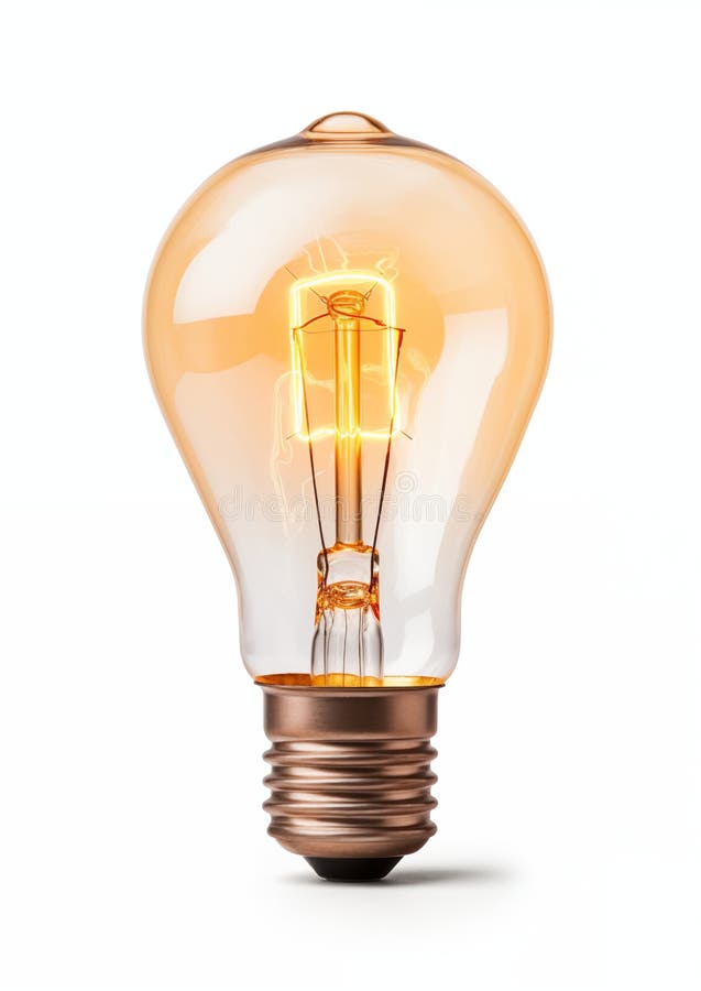 Vintage Edison Light Bulb with Glowing Filament on White Background ...