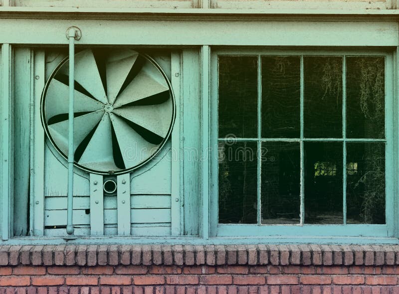 Vintage Effect Warehouse Fan Stock Photo - Image of blades, window ...