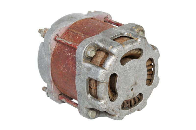 Vintage Electric Motor from the Back Side on an Isolated Background ...