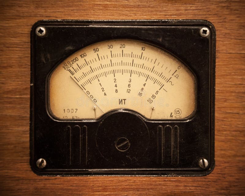 Vintage Electric Multimeter on Wooden Panel Stock Image - Image of ...