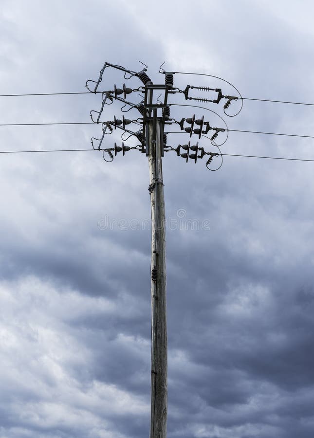 Vintage Electric Pole with Dramatic Clouds Stock Image - Image of ...