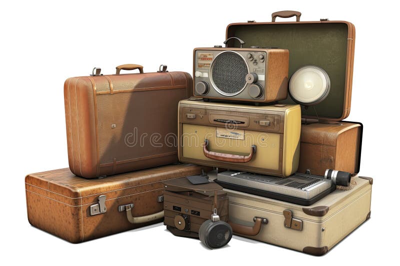 Vintage Electrical and Electronic Appliances in an Old Suitcase ...