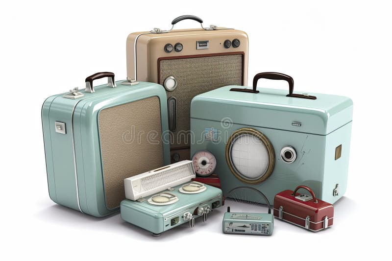 Vintage Electrical and Electronic Appliances in an Old Suitcase ...