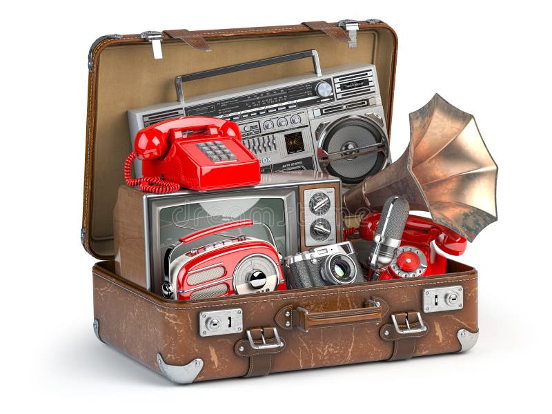 Vintage Electrical and Electronic Appliances in an Old Suitcase ...