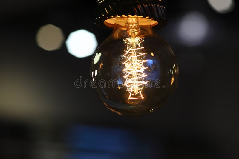 Vintage Electrical Filament Lamp Close-up Macro Stock Photo - Image of ...