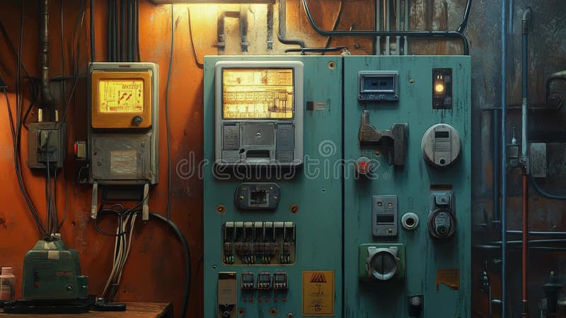 Vintage Electrical Panel Showing Signs of Age and Wear in Industrial ...