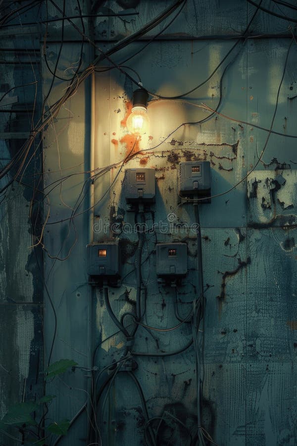 A Vintage Electrical Panel with a Working Light Stock Image - Image of ...