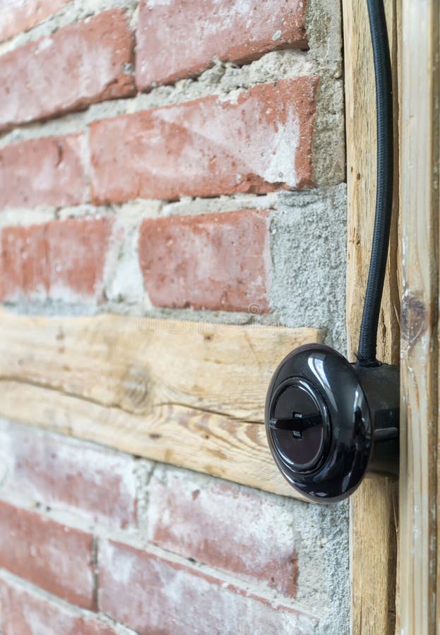 Vintage Electrical Switch, Light Button with Black Electric Cable ...