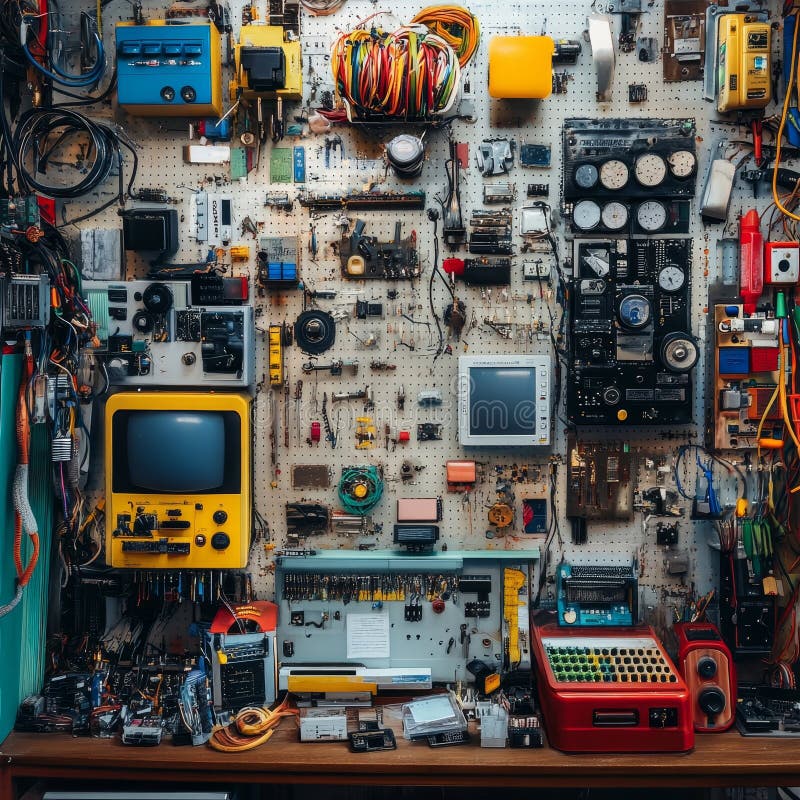 Vintage Electronic Devices and Tools on the Table in the Repair Shop ...