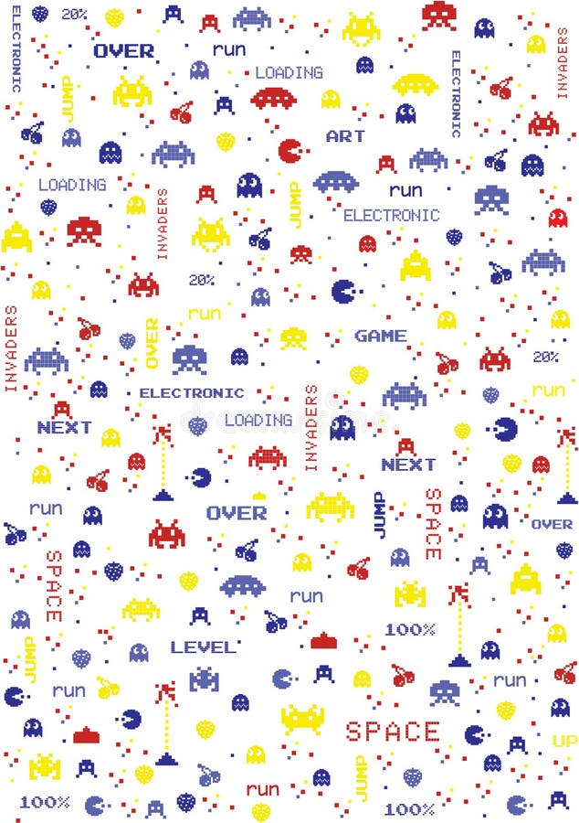 Vintage Electronic Games Pattern Stock Vector - Illustration of textile ...