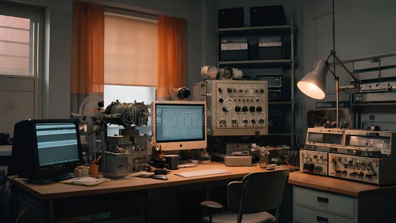 Vintage Electronics Laboratory Workspace Stock Illustration ...