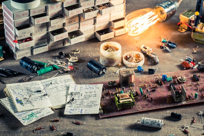Vintage Electronics Workshop in School Lab Stock Photo - Image of ...