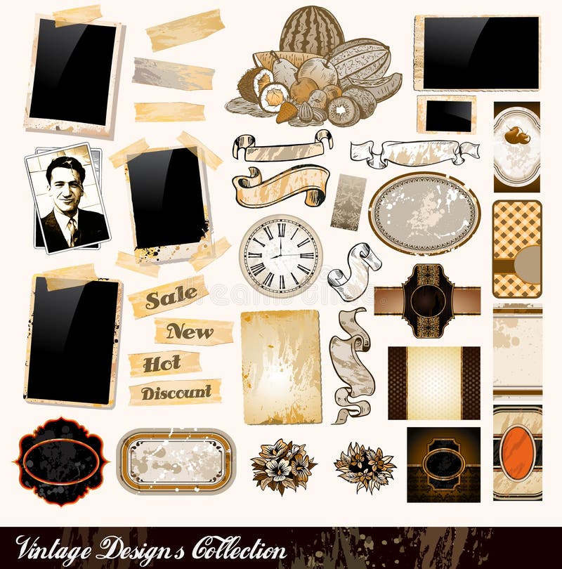 Scrapbooking Set of Old Paper Objects Stock Vector - Illustration of ... Scrapbooking Set of Old Paper Objects Stock Vector - Illustration of ...