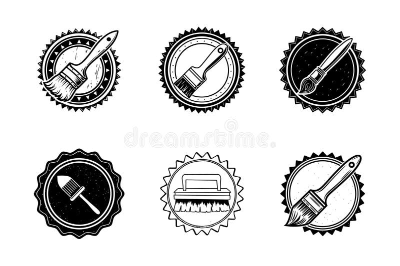 Vintage Emblem Logo Set with Eagle, Feather, Brush, and Culinary ...