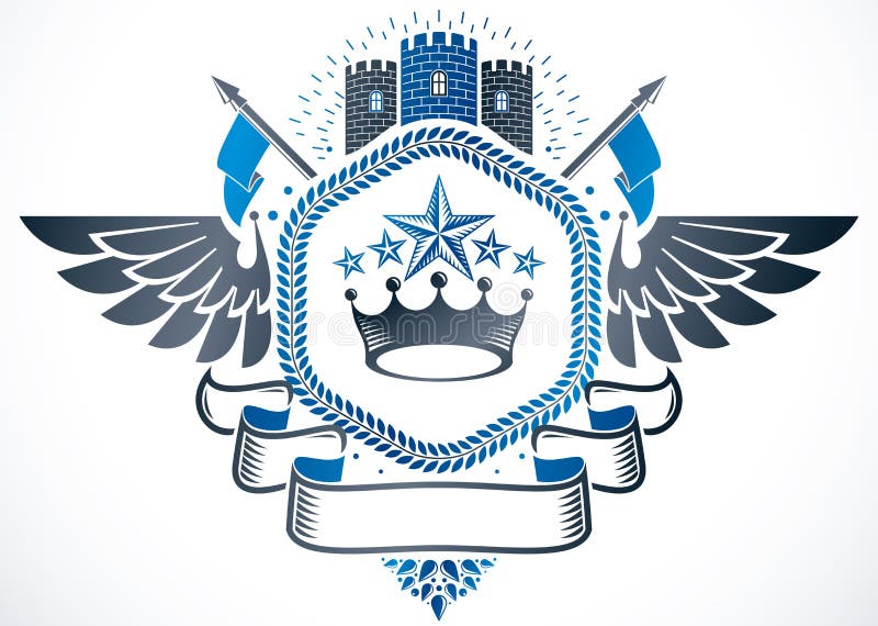 Vintage Emblem Made in Vector Heraldic Design. Winged Vector Emblem ...