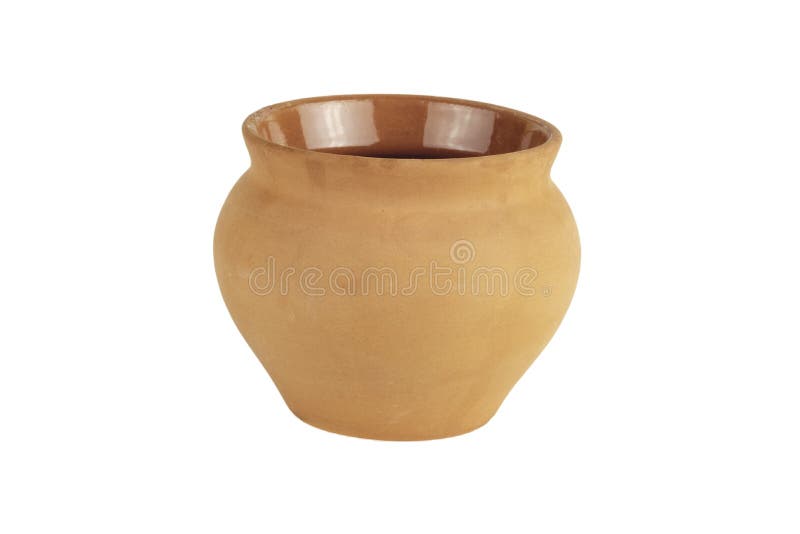 Vintage Empty Handmade Clay Pot without Lid Closeup Isolated on White ...
