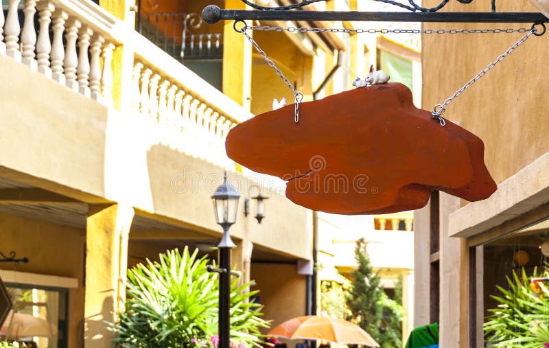 Vintage Empty Hanging Signboard Stock Image - Image of iron, background ...