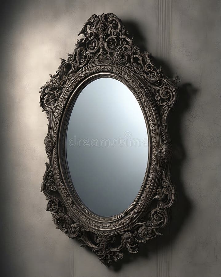 Vintage Empty Iron Mirror Frame on the Wall Ai Created Stock ...