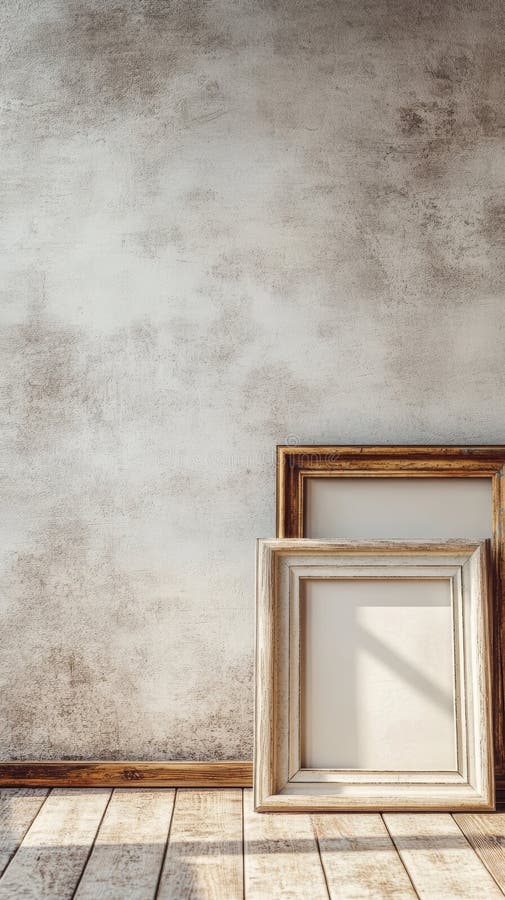 Vintage Empty Picture Frames on Rustic Wall, Artistic Decor Concept ...