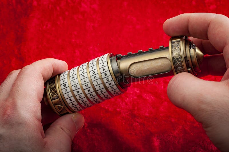 Vintage Encryption and Data Security Concept with Hands Opening ...