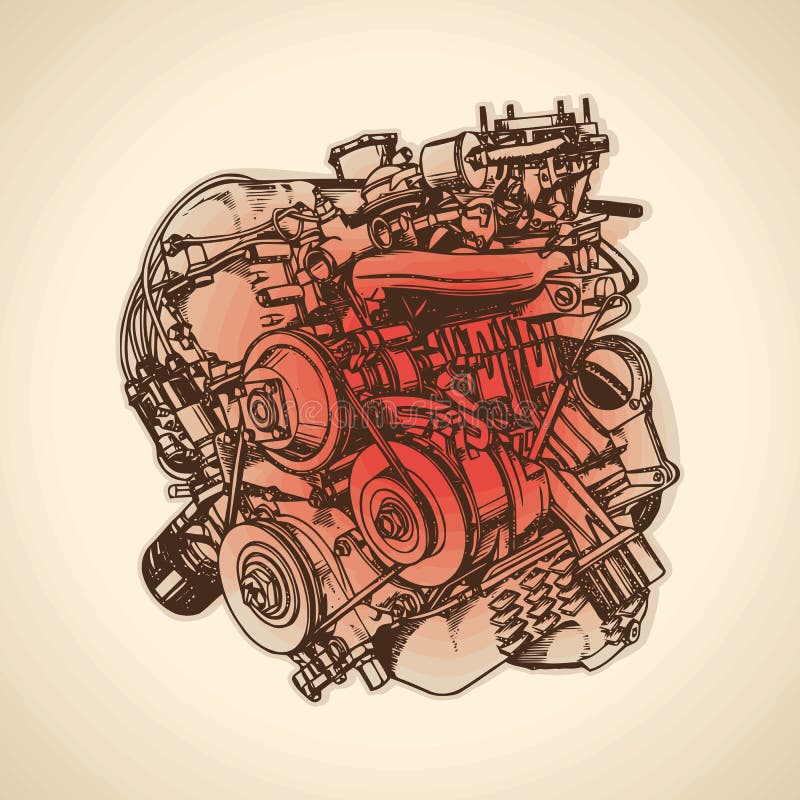 Vintage Engine, Old Picture. Vector Stock Vector - Illustration of ...