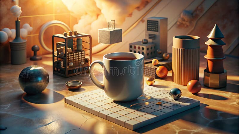 Vintage Engineer Mug on a Marble Shelf a Macro Photography Study of ...