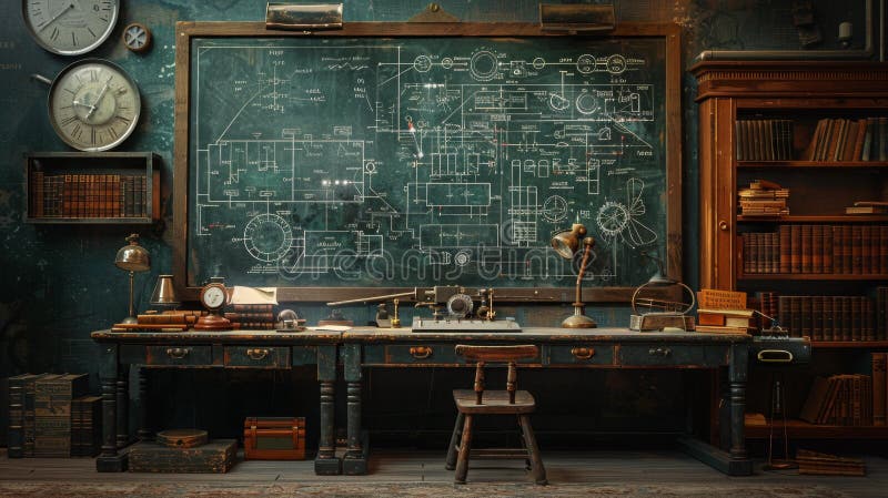 Vintage Engineer S Desk - Generative Ai Stock Illustration ...