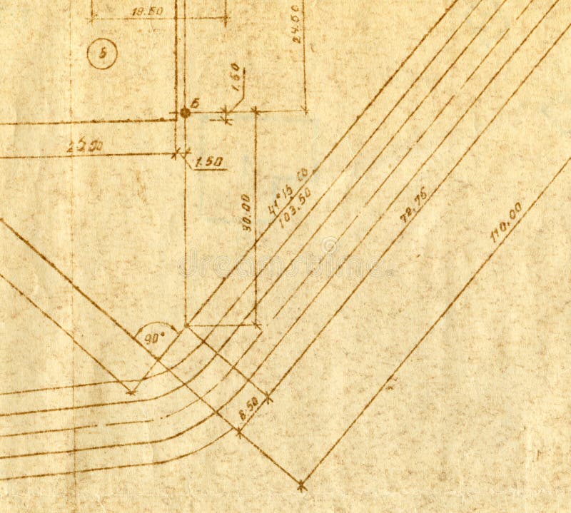 A Fragment of Vintage Engineering Drawing Stock Photo - Image of ...