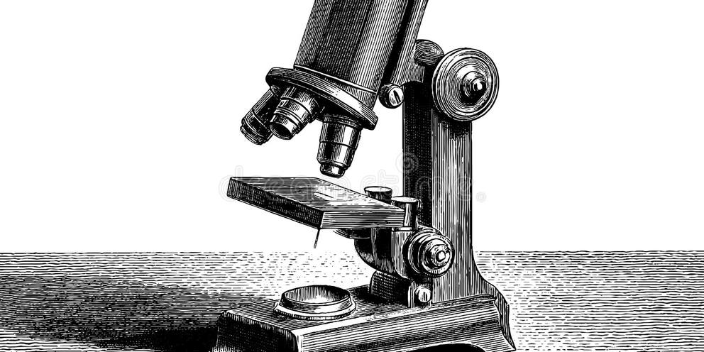 Vintage Engraved Artwork of Early Microscope for Historical Science and ...