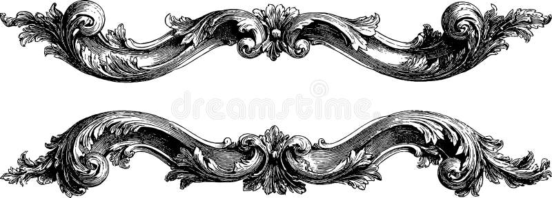 Vintage Engraved Decorative Scroll Set for Elegant Design Projects ...