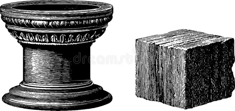 Vintage Engraved Illustration of Architectural Pillar and Drum Stock ...