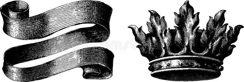 Vintage Engraved Scroll and Crown Design for Decorative Art Projects ...
