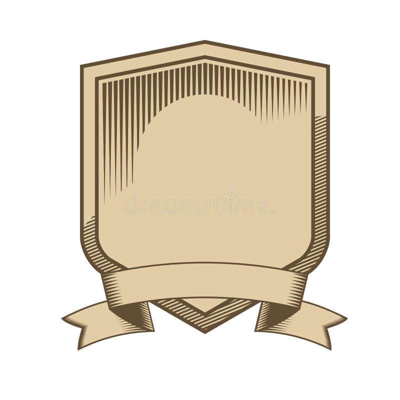 Vintage Engraved Shield with Scroll Vector Stock Vector - Illustration ...