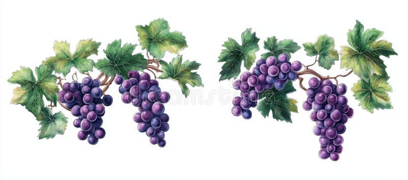 A Vintage Engraving-style Illustration of a Grapevine Stock Image ...