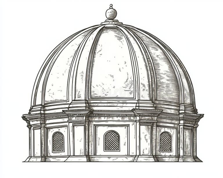 Vintage Engraving Style Illustration of a Spherical Cap Segment Formed ...