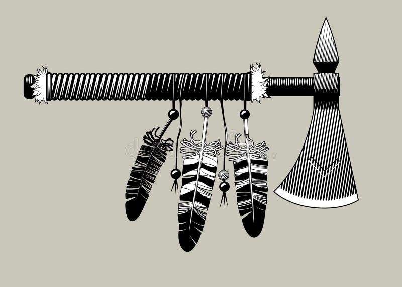 Vintage Engraving Stylized Drawing of Decorated Indian Tomahawk Stock ...