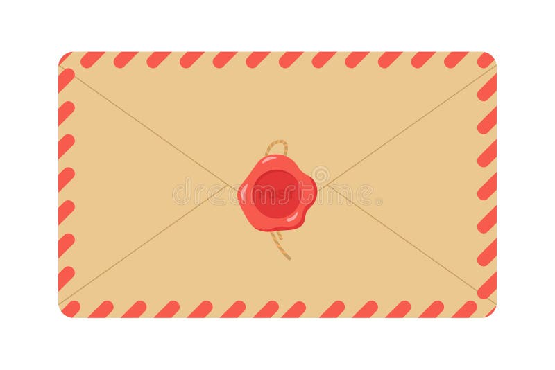 Vintage Envelope with Red Wax Seal Lying on a White Background with ...
