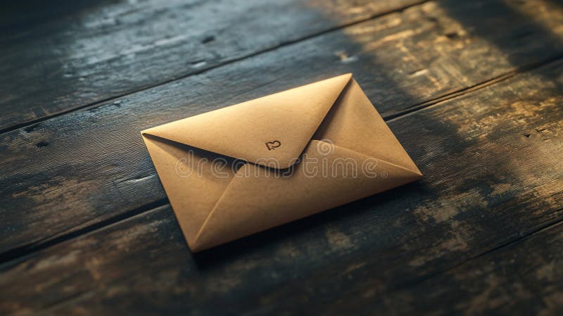 Vintage Envelope Resting on a Rustic Wooden Surface in Soft Natural ...